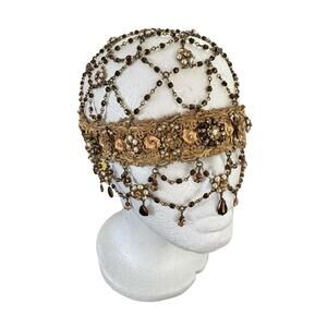 Accessories | 192s Flapper Gold Headdress Beaded Rhinestone Floral ...